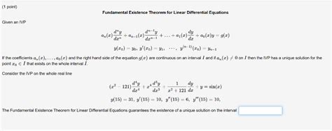 Solved Fundamental Existence Theorem For Linear Differential