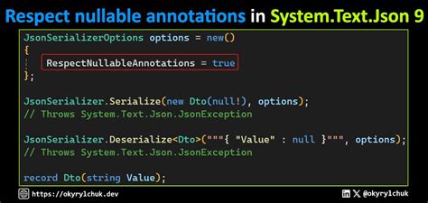 🇺🇦 oleg kyrylchuk on linkedin system text json 9 in preview introduces respecting nullable