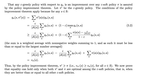 I Need Some Help On The Proof Of The E Greedy Policy Improvement Based On Monte Carlo Method