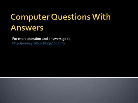 Computer Questions With Answers