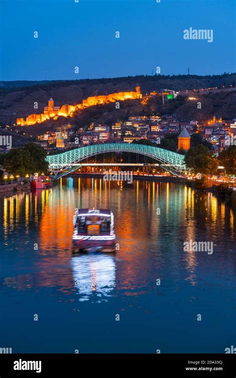 Narikala Or Old Fortress Of Tbilisi The Bridge Of Peace Kura River