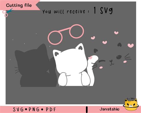 Cute Cat Svg Cut File Nerd Cat Svg Clip Art Cat Wearing Etsy