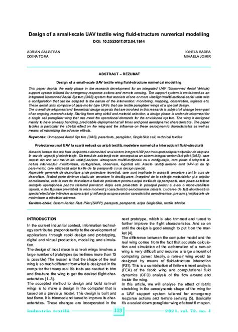 pdf design of a small scale uav textile wing fluid structure