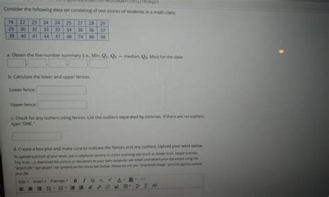 solved consider the following data set consisting of test