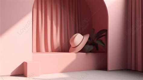 3d 렌더링 및 차양 그림자 전시 모형을 갖춘 멋진 핑크 치장 벽토 벽걸이 연단 쇼케이스 연단 배경 그림자 배경 벽 그래픽 배경 이미지 Hd 연단 그림자 벽