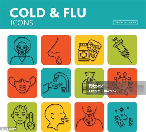 의료 용 감기 및 독감 바이러스 라인 아트 아이콘 세트 세트 0명에 대한 스톡 벡터 아트 및 기타 이미지 0명 감기와 독감 개체 그룹 Istock