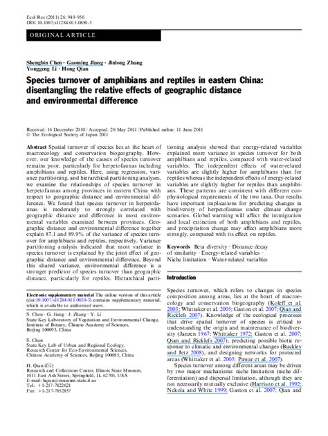 Pdf 2011 Chen Et Al Ecological Research