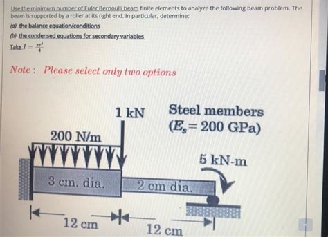 solved use the minimum number of euler bernoulli beam finite