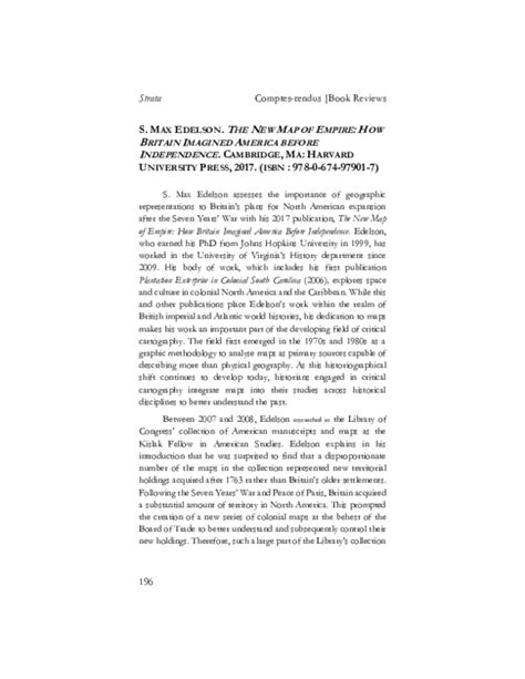 Pdf Carli Lapierre Cr S Max Edelson The New Map Of Empire How Britain Imagined America