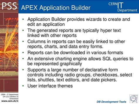 Ppt Db Development Tools Benthic Sql Developer Application Express