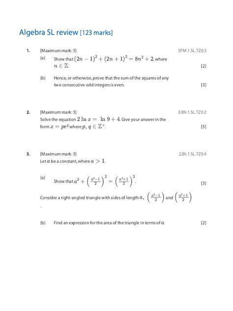 Unit 1 Algebra Sl Review Pdf Discrete Mathematics Arithmetic