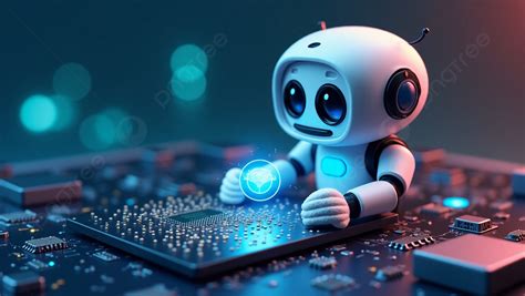 Cute Robot Interacting With An Ai Chip Robot Ai Artificial