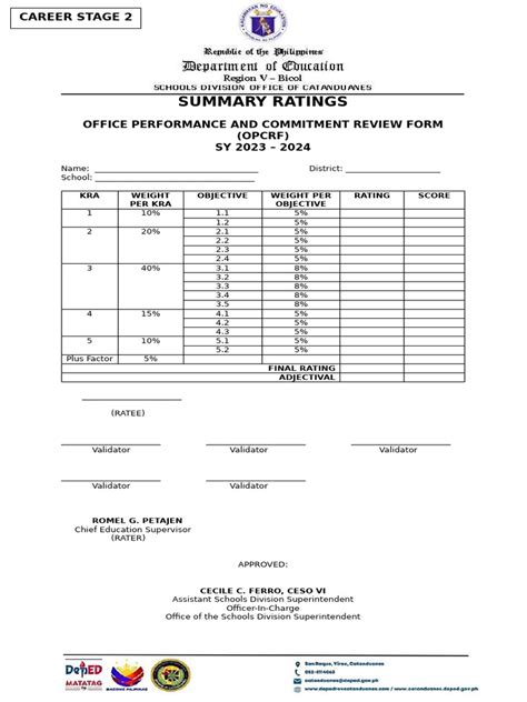 Revised Summary Rating Pdf