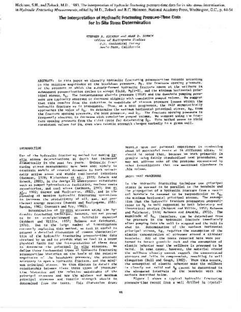 Pdf The Interpretation Of Hydraulic Fracturing Pressure Time Data For