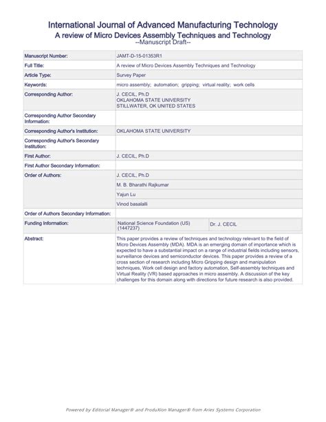 Pdf A Review Of Micro Devices Assembly Techniques And Technology