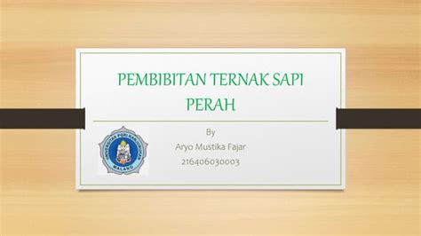 Pembibitan Ternak Sapi Perahpptx Pembibitan Ternak Sapi Perahpptx