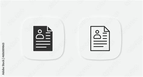 CV Document Icon Resume Form Sign Person Profile Symbol Statement Declaration Check Vector