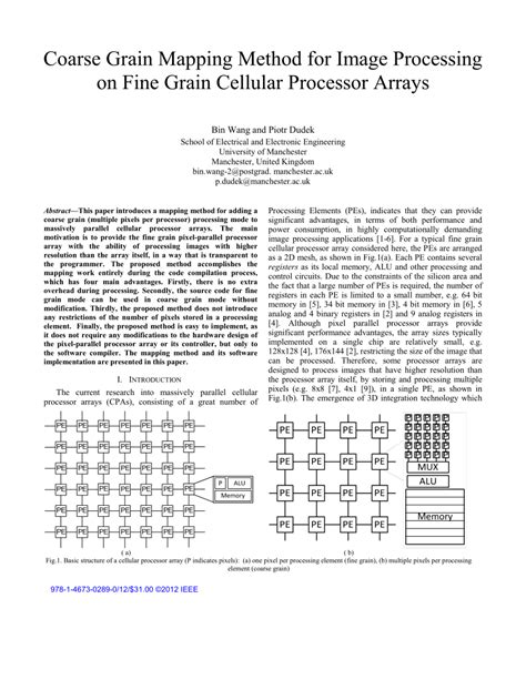Pdf Coarse Grain Mapping Method For Image Processing On Fine Grain