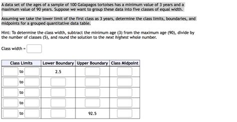 Solved A Data Set Of The Ages Of A Sample Of 100 Galapagos