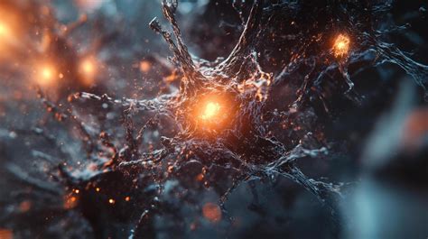 Abstract Representation Of Neural Network Activity With Glowing Nodes And Intricate Connections