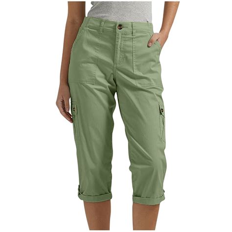 Iugvhana Cargo Capri Pants For Women Button High Waisted Relaxed Fit