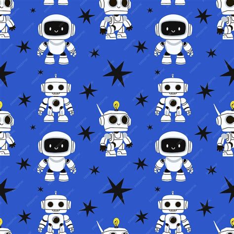 Premium Vector Cute Robot Seamless Pattern Chat Bot Mascot Ai Symbol Artificial Intelligence