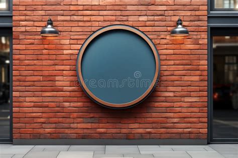 Mock Up Red Signboard On A Brick Wall Mockup For Design Stock Illustration Illustration Of