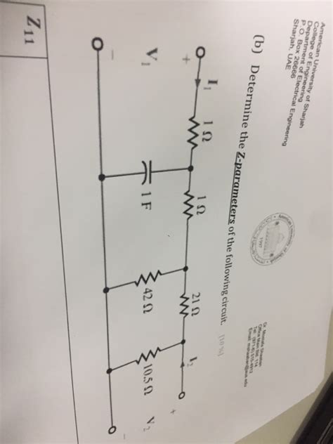solved determine the z parameters of the following circuit