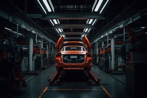 Automated Conveyor Line For Car Assembly Futuristic Concept Ai