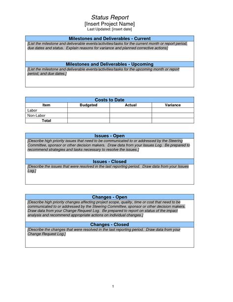 Monthly Status Report Template Project Management Cardtemplate My Id