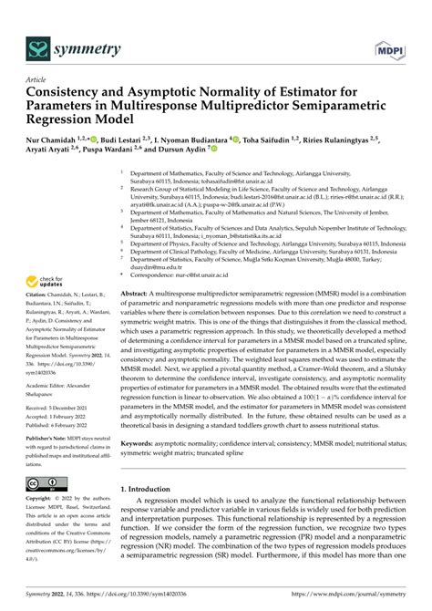 Pdf Consistency And Asymptotic Normality Of Estimator For Parameters