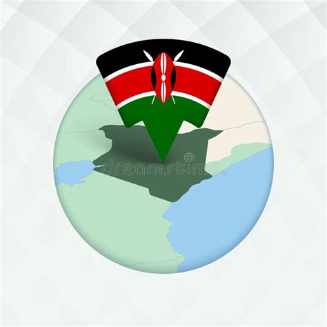kenya map highlighted with flag marker stock illustration