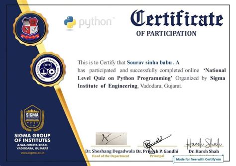 Sourav Sinha Babua On Linkedin Certification Python