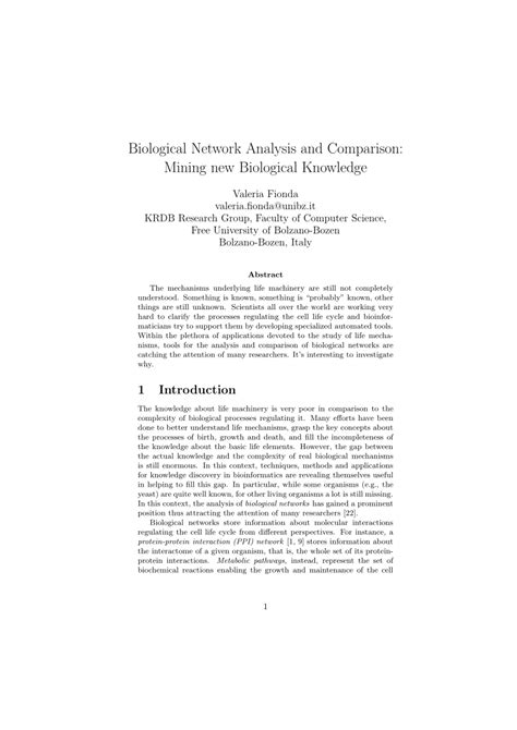 pdf biological network analysis and comparison mining new biological