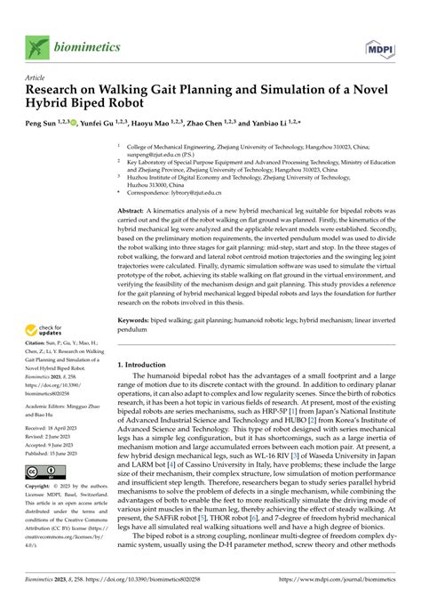 pdf research on walking gait planning and simulation of a novel