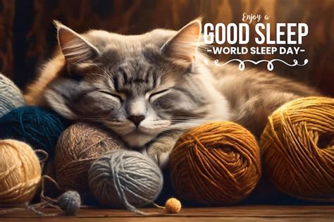 Psd Wallpaper World Sleep Day Sleepy Cat Premium Ai Generated Psd