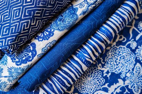 AI Generated Fabric Pattern Background In Blue Colors Mix Textile Fabrics Generative AI