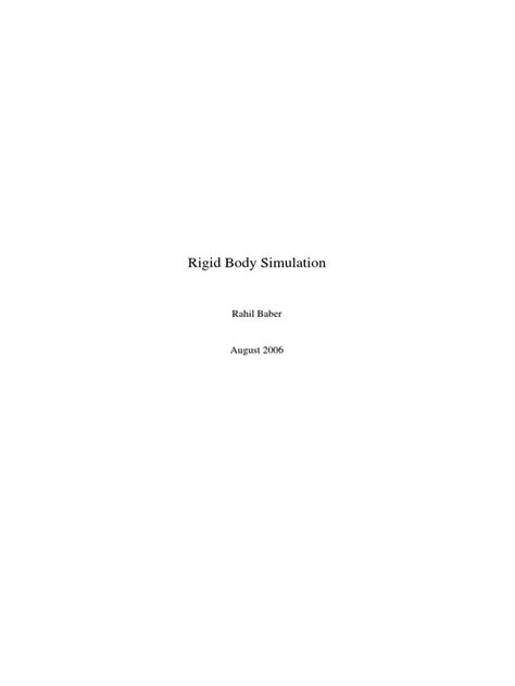 Rigid Body Simulation Download Free Pdf Rotation Around A Fixed