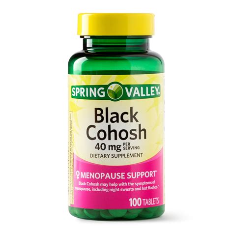 Spring Valley Black Cohosh Tablets Dietary Supplement, 40 mg, 100 Count ...