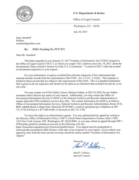 Olc Foia Emoluments Documentcloud