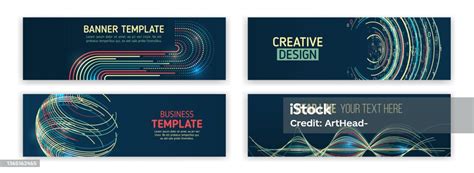 빅 데이터 미래 웹 배경 데이터 어레이 데이터베이스의 시각화 정보 흐름 정렬 웹 사이트에 대한 하이테크 배너 템플릿 집합입니다 추상적인 소셜 미디어 커버 디자인 인포그래픽에