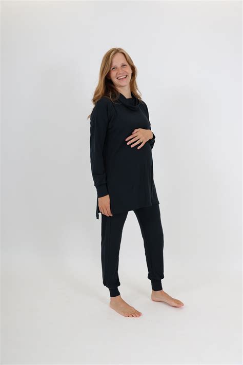 Ruby Modal Spandex Maternity Loungewear Jogger Black Raskana