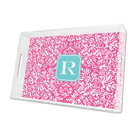 Buy Ann Tile Raspberry Lucite Tray In Three Sizes For Your Coastal Home