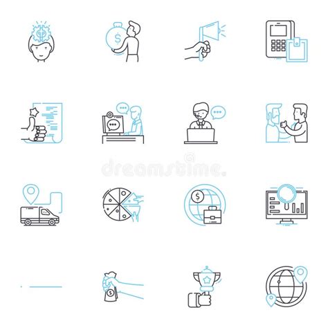 Enterprise Economy Linear Icons Set Efficiency Productivity