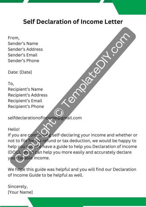 Self Declaration Of Income Letter Sample Template Pdf Word