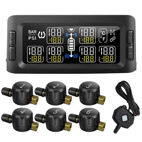 B Qtech Trailer Rv Tpms Solar Tire Pressure Monitoring System With 6