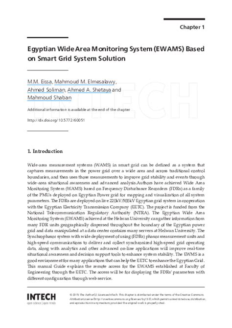 Egyptian Wide Area Monitoring System Ewams Based On Smart Grid System