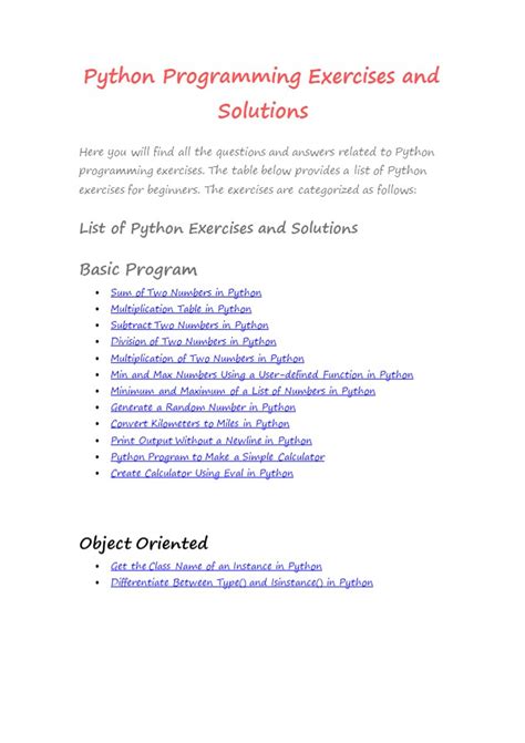 Python Programming Exercises And Solutions For Beginners Presentation