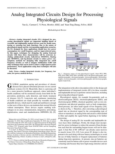 Pdf Analog Integrated Circuits Design For Processing Physiological Signals