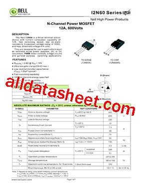 12N60 Datasheet(PDF) - Nell Semiconductor Co., Ltd